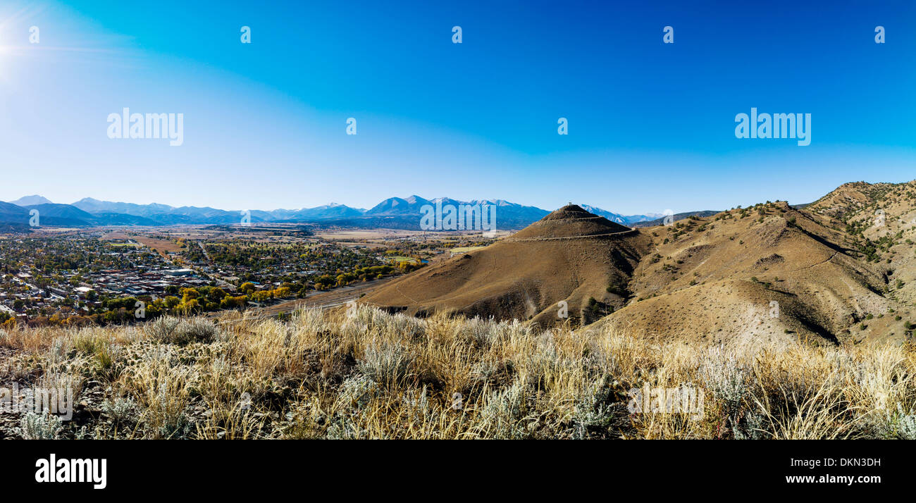 Panaroma view of Sawatch Range, Rocky Mountains, the Arkansas River ...