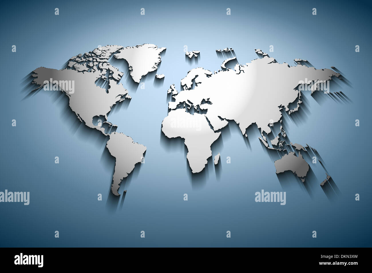 World map embossed over blue gradient Stock Photo - Alamy