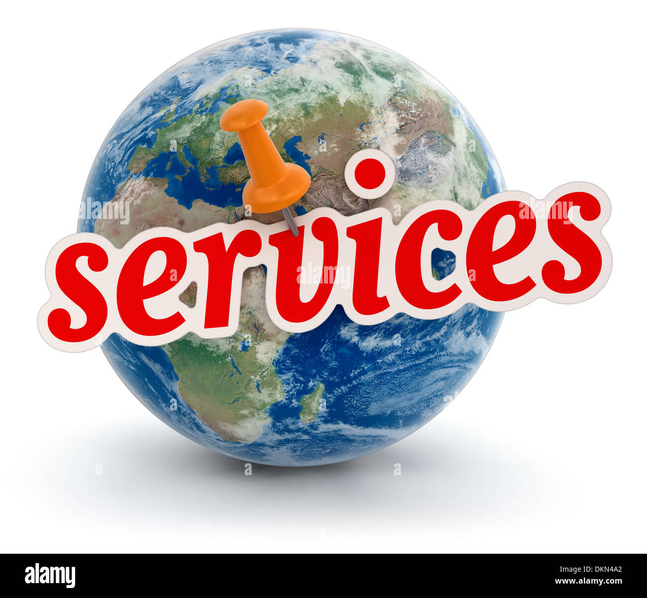 Globe and services (clipping path included Stock Photo - Alamy