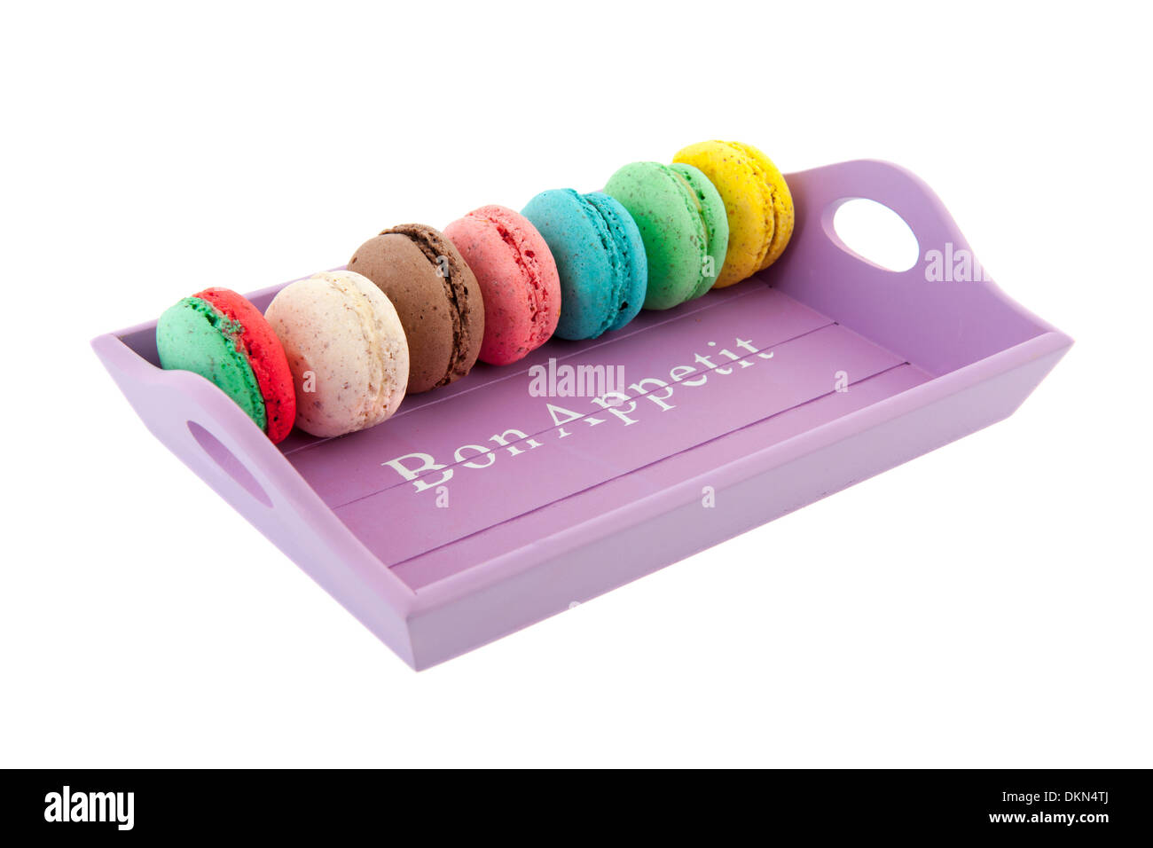 Colorful macaroons on French tray Stock Photo - Alamy