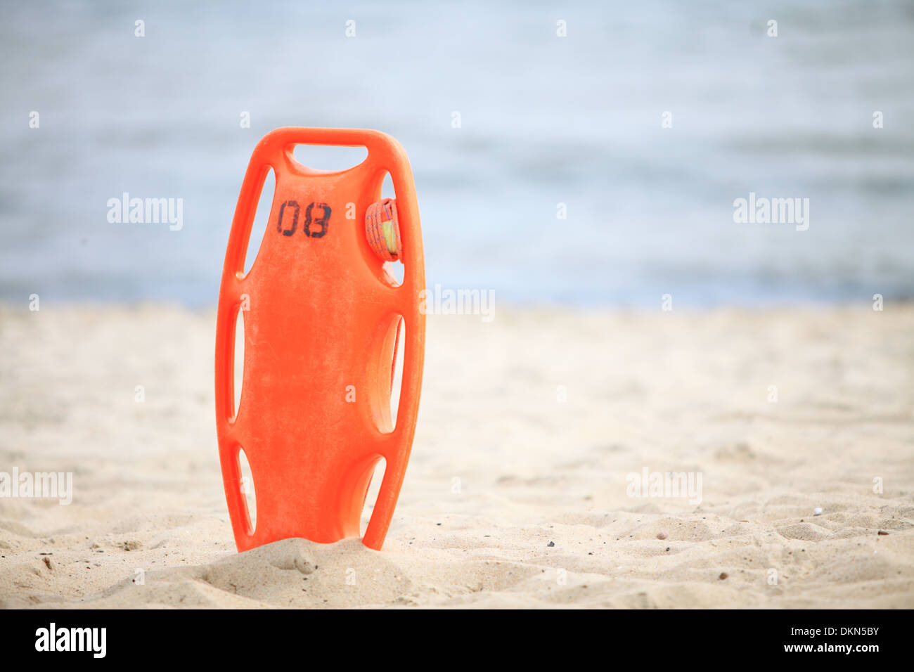 Beach life-saving. Lifeguard rescue equipment orange preserver tool ...