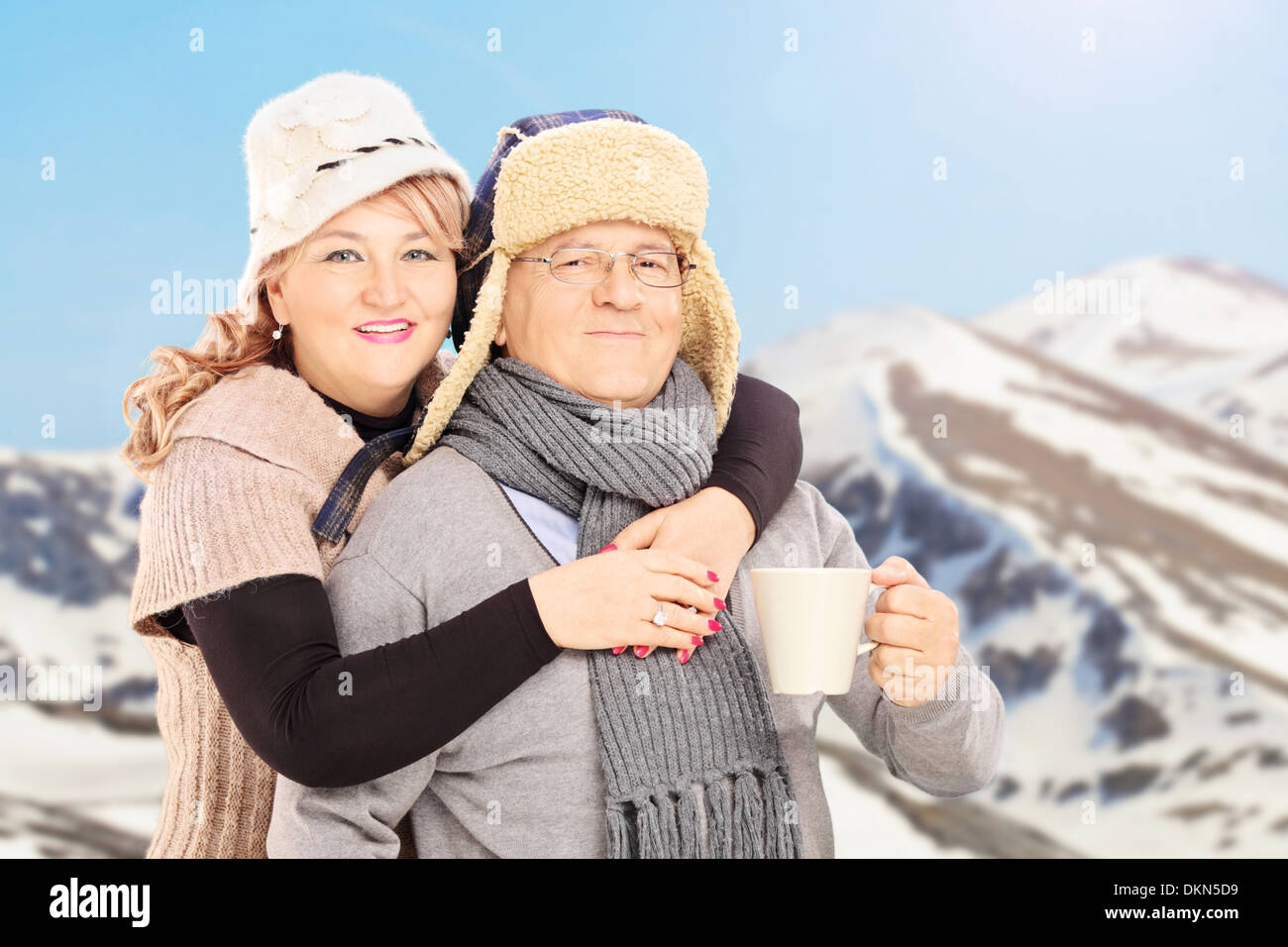 Mature woman with cold outside snow hi-res stock photography and images ...