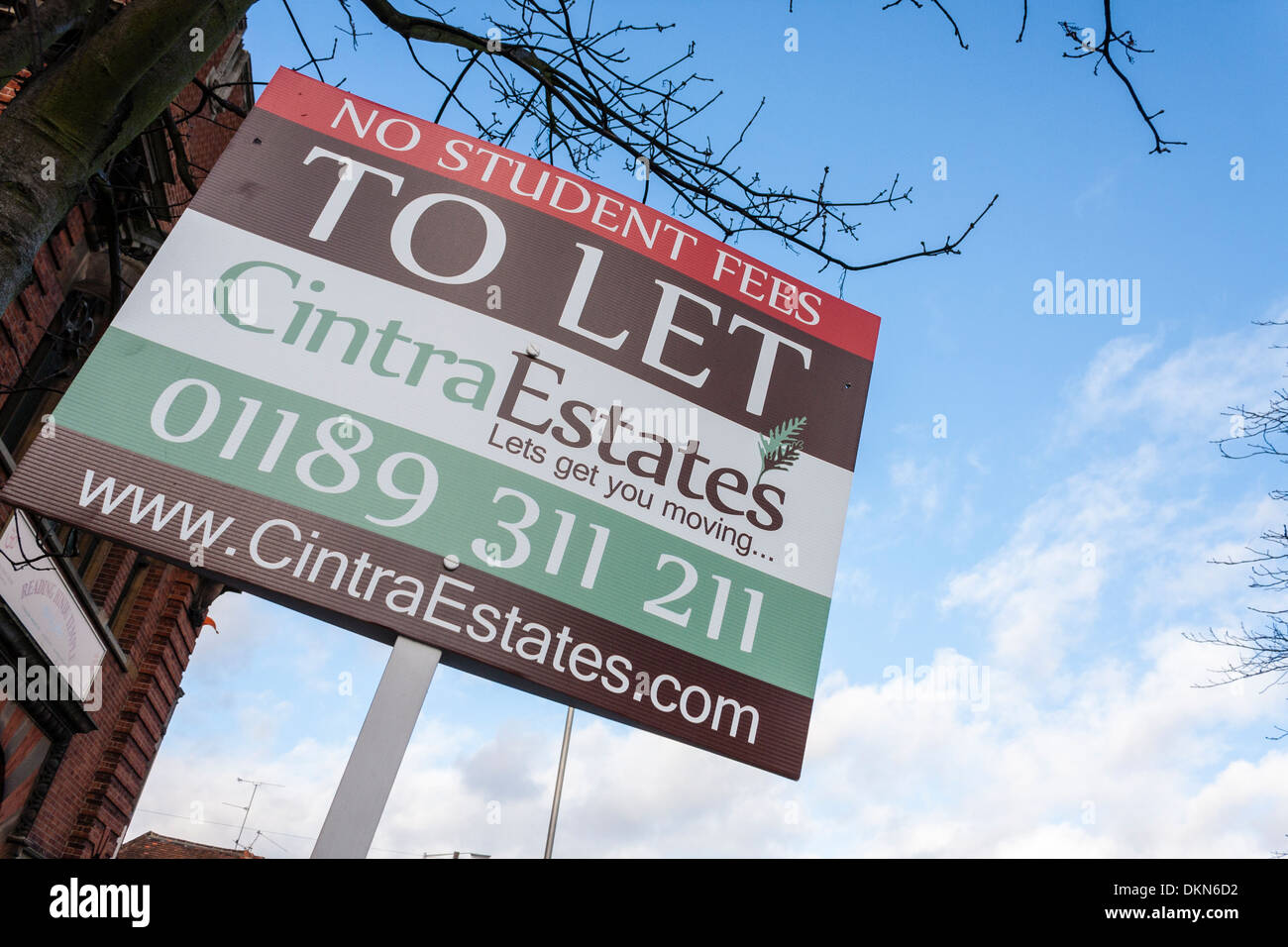 To Let sign outside rental property stating 'no student fees' Stock ...