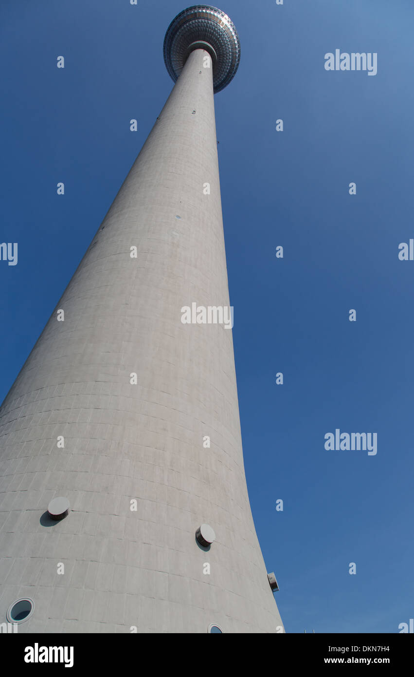 The Fernsehturm, a 368 meter television tower in Berlin, Germany, was ...