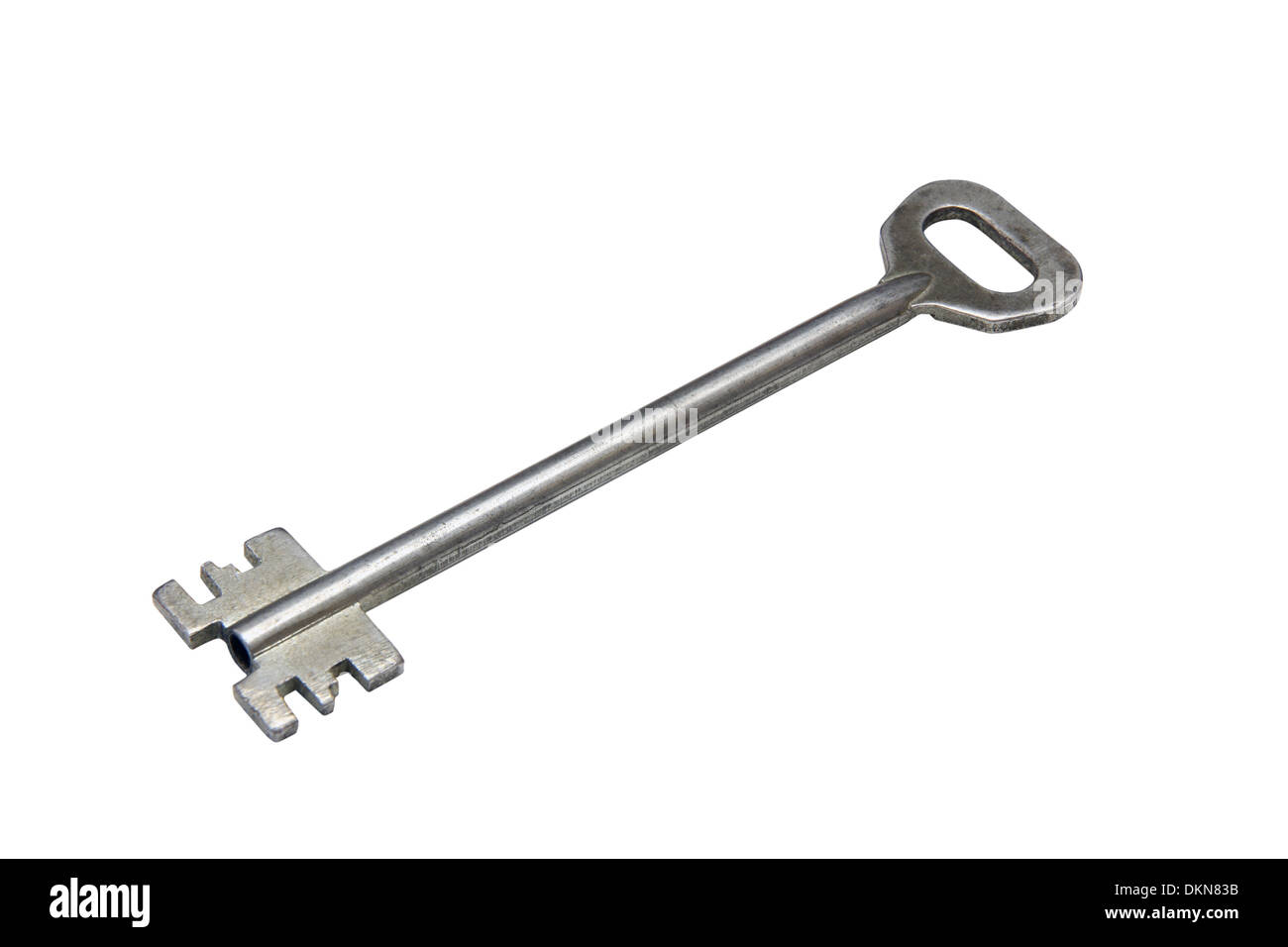 old silver key on white background Stock Photo - Alamy