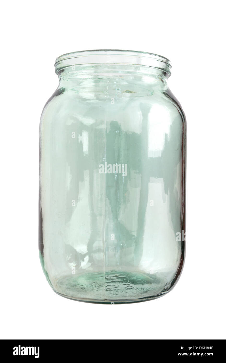 Empty glass jar isolated on a white background Stock Photo - Alamy