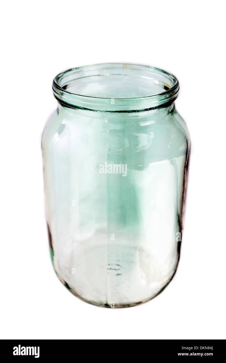 Empty glass jar isolated on a white background Stock Photo - Alamy