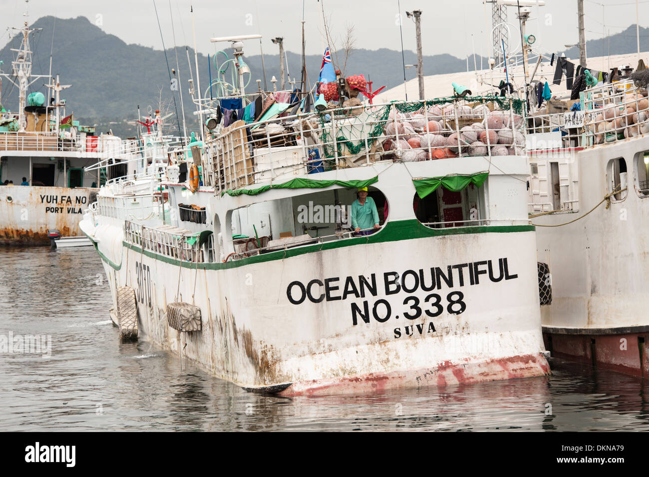 Fishing boats moored in Suva Harbour, including Ocean Bountiful (Fiji ...
