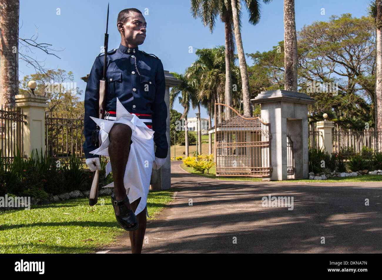 Fiji Police Guard of Honour on the gate to Government House, Suva. Fiji ...