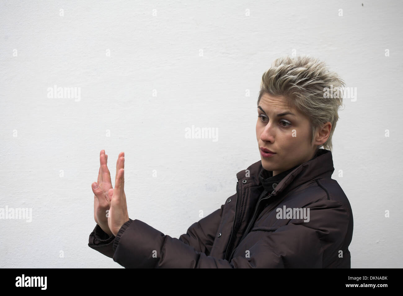 pretty woman outdoor with various facial expressions Stock Photo - Alamy
