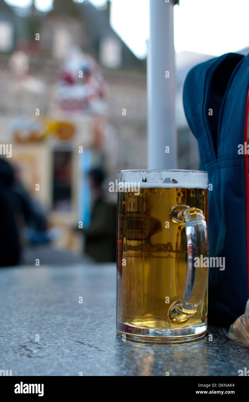German beer at the Frankfurt German Christmas market, Birmingham, UK ...