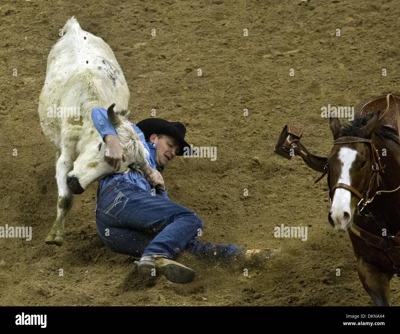 Las Vegas, Nevada, USA. 7th Dec, 2013. Steer wrestler Casey Martin ...