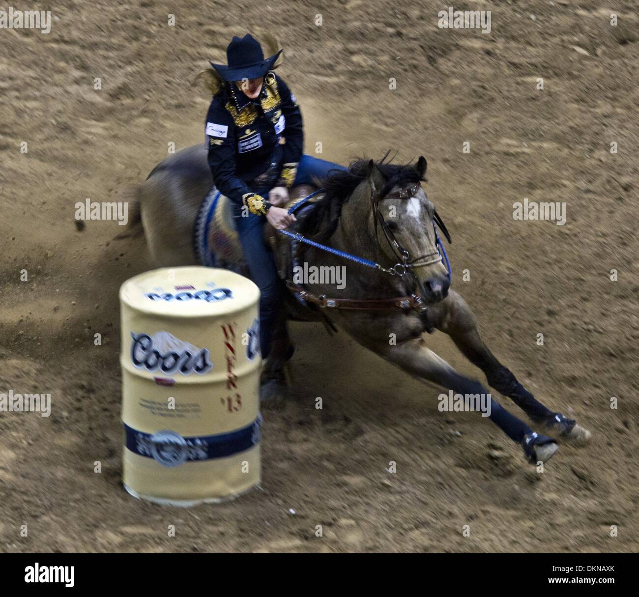 Las Vegas, Nevada, USA. 7th Dec, 2013. Barrel racer Taylor Jacob turns ...