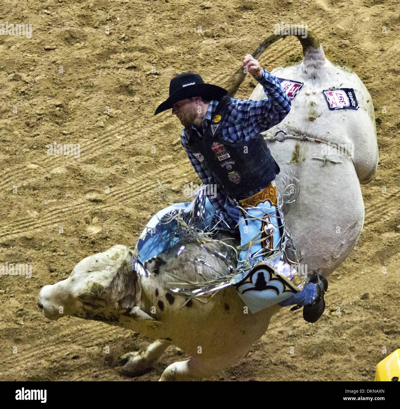 Las Vegas, Nevada, USA. 7th Dec, 2013. Bull Rider Cody Campbell keeps ...