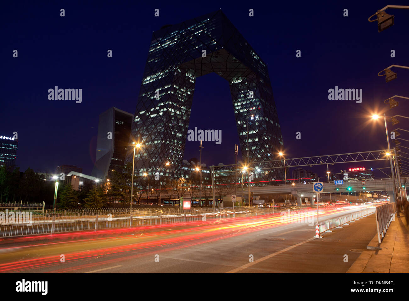 night view of new CCTV headquarters building Stock Photo - Alamy