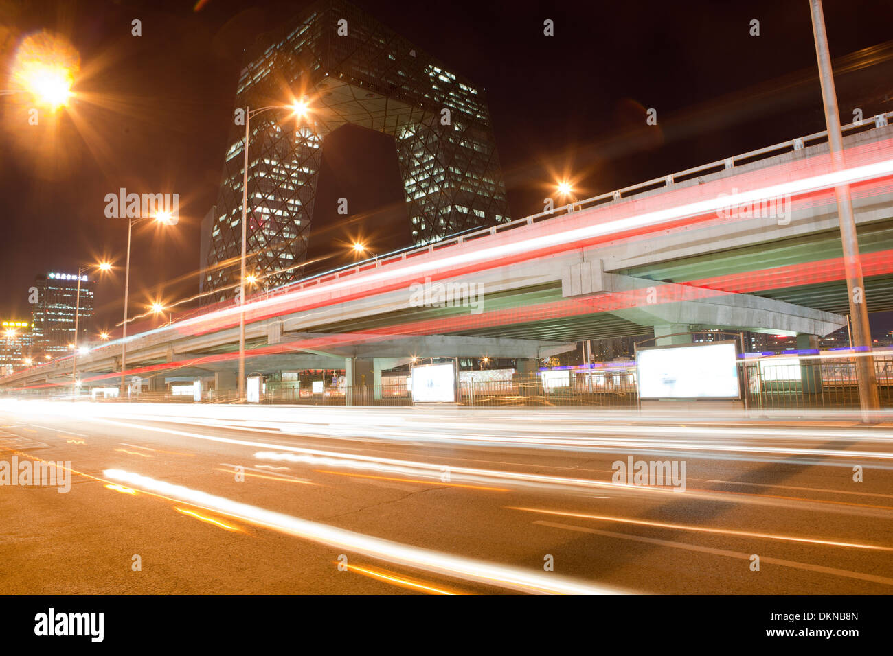night view of new CCTV headquarters building Stock Photo - Alamy