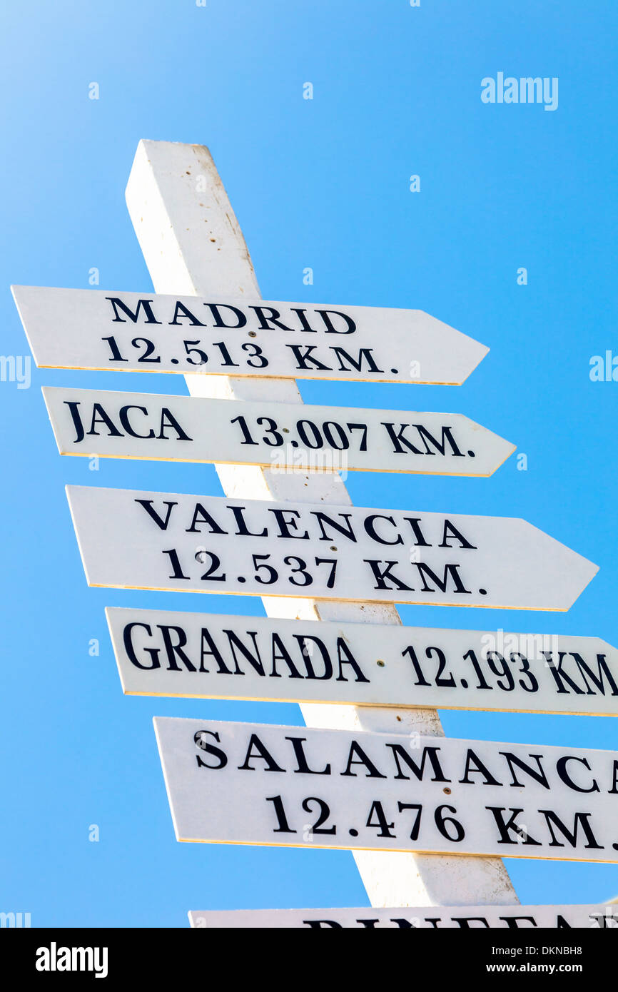 Group of addresses in a directional sign Stock Photo - Alamy