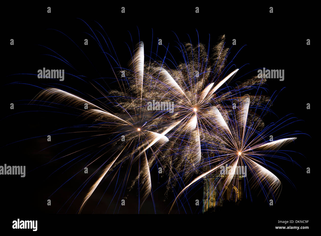 Three stars bursting into fireworks Stock Photo - Alamy