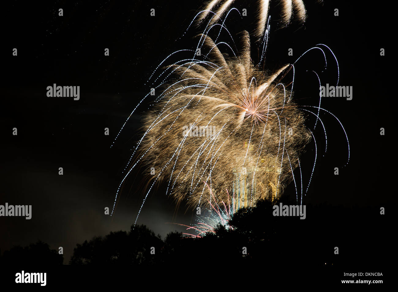 Massive explosion of fireworks rockets Stock Photo - Alamy