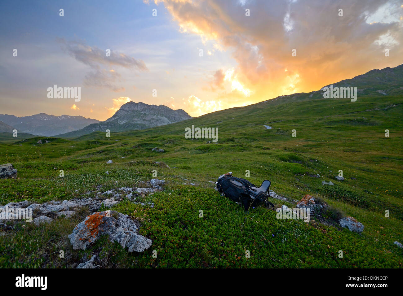 High altitude idyllic alpine landscape at sunset Stock Photo - Alamy