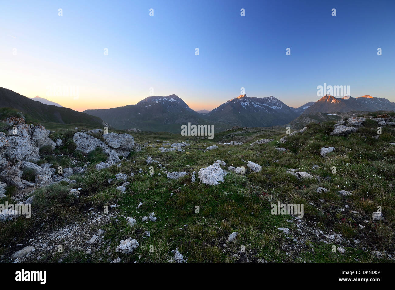 High altitude idyllic alpine landscape at sunrise Stock Photo - Alamy