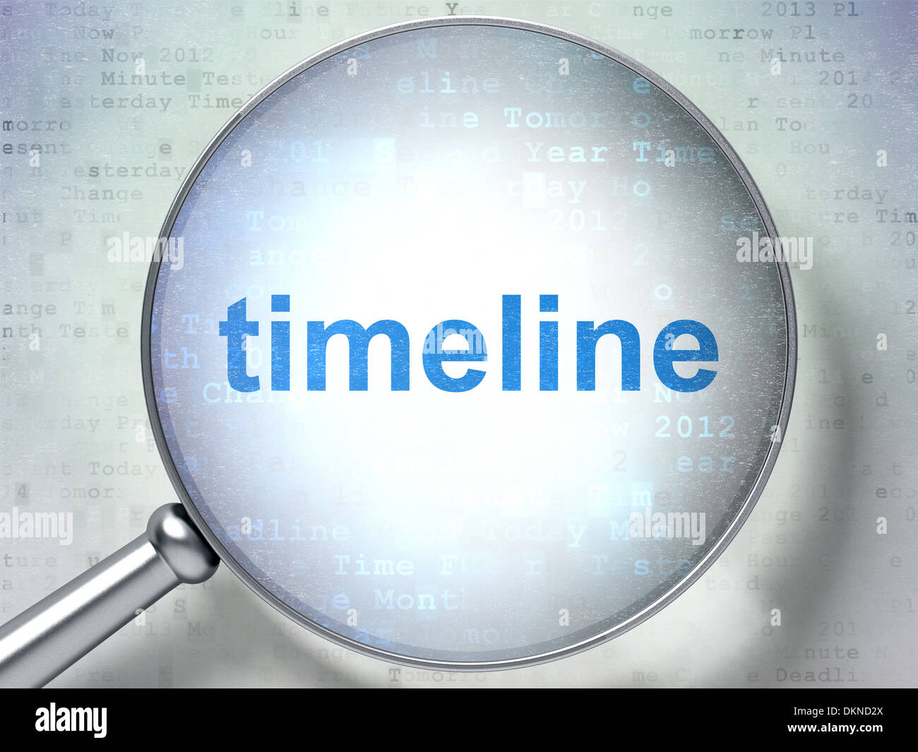 Timeline concept: Timeline with optical glass Stock Photo - Alamy