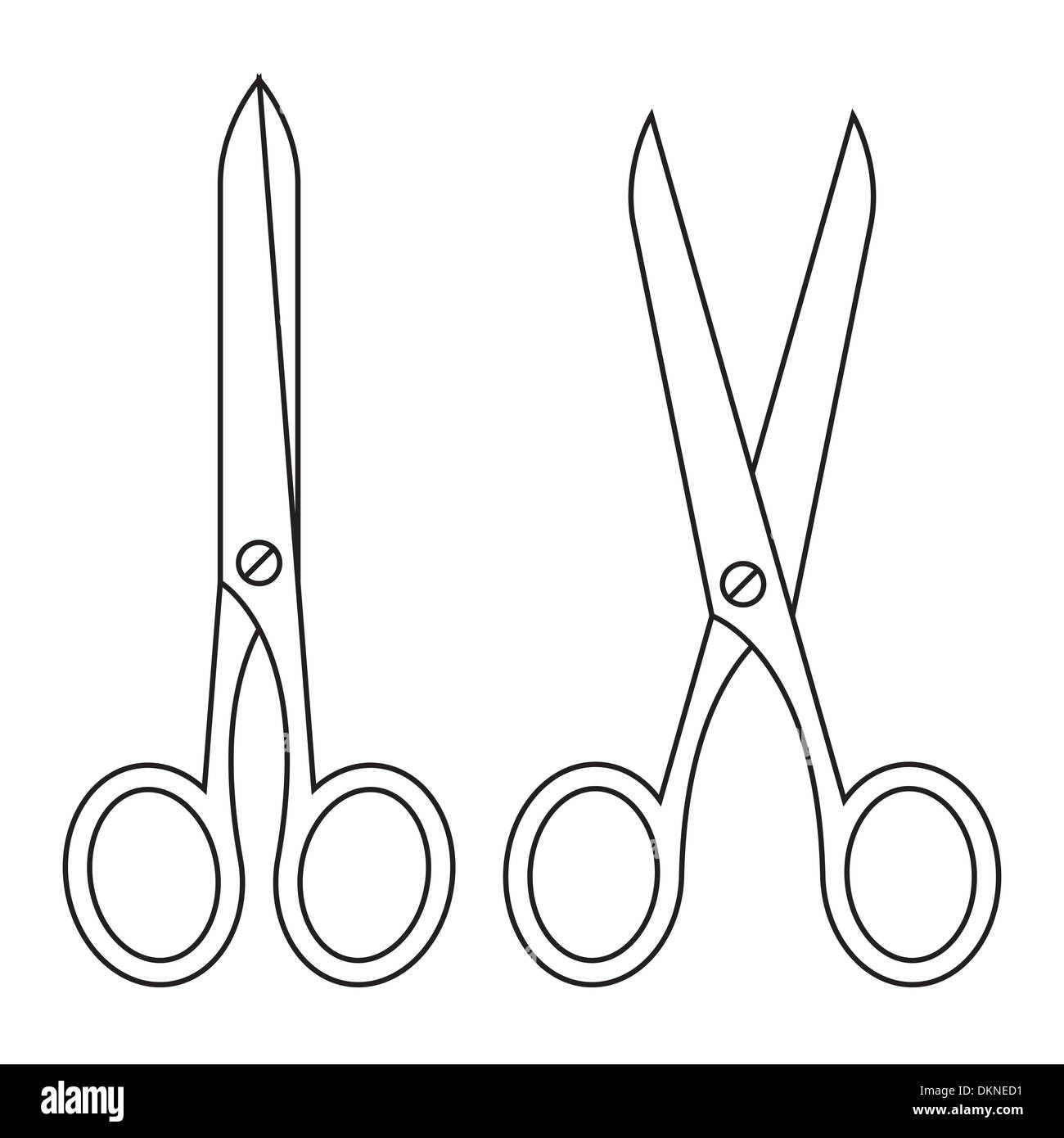 Open and closed scissors isolated on a white background Stock Photo - Alamy
