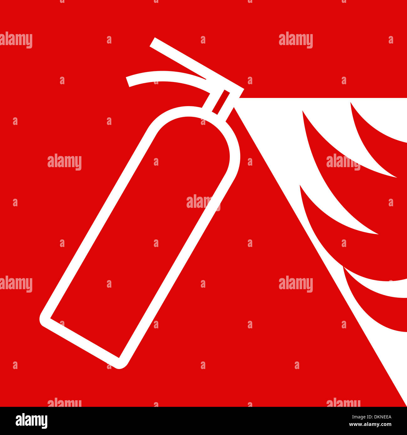Fire extinguisher sign on red background Stock Photo - Alamy