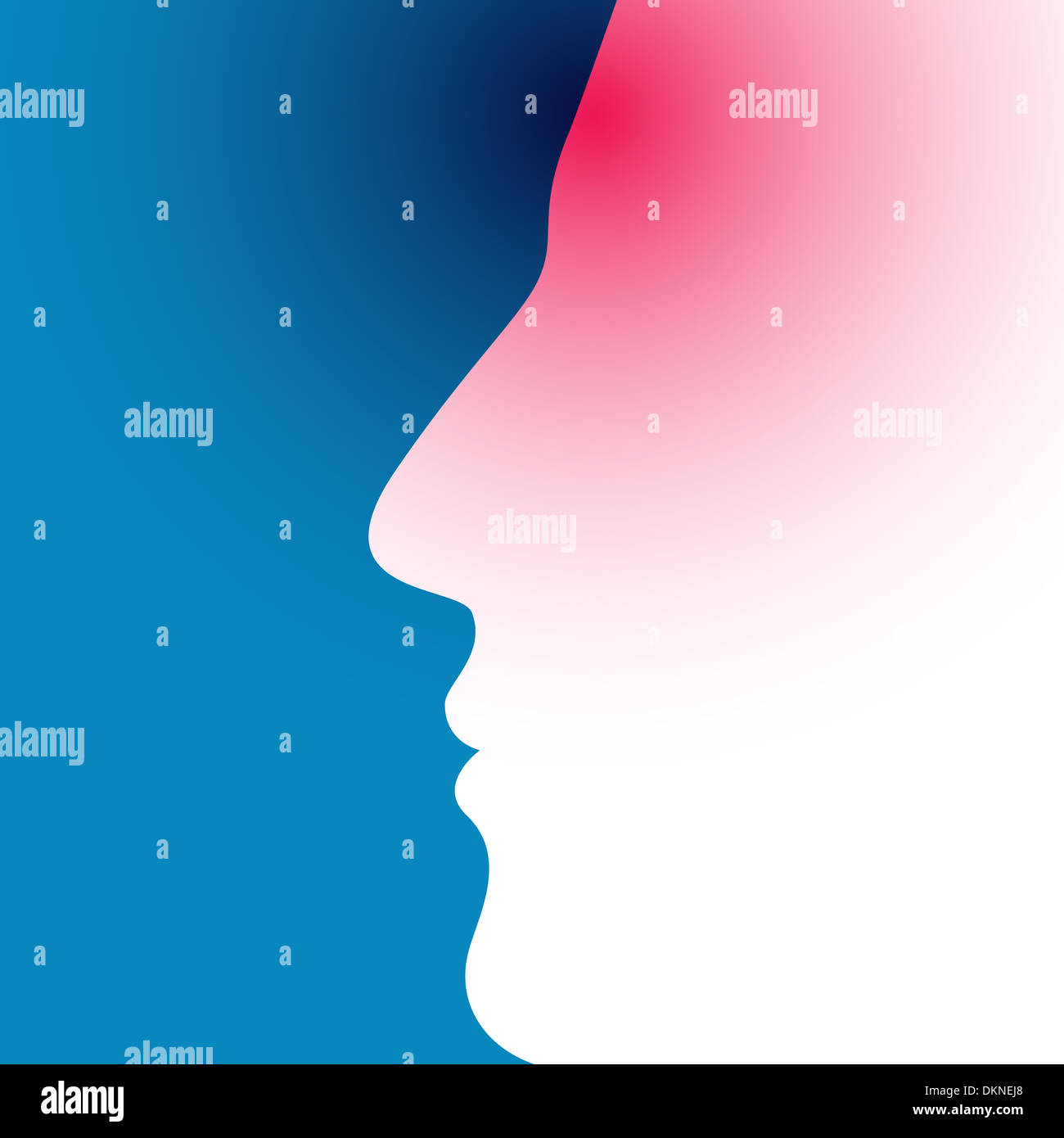 Illustration of headache on blue background Stock Photo - Alamy