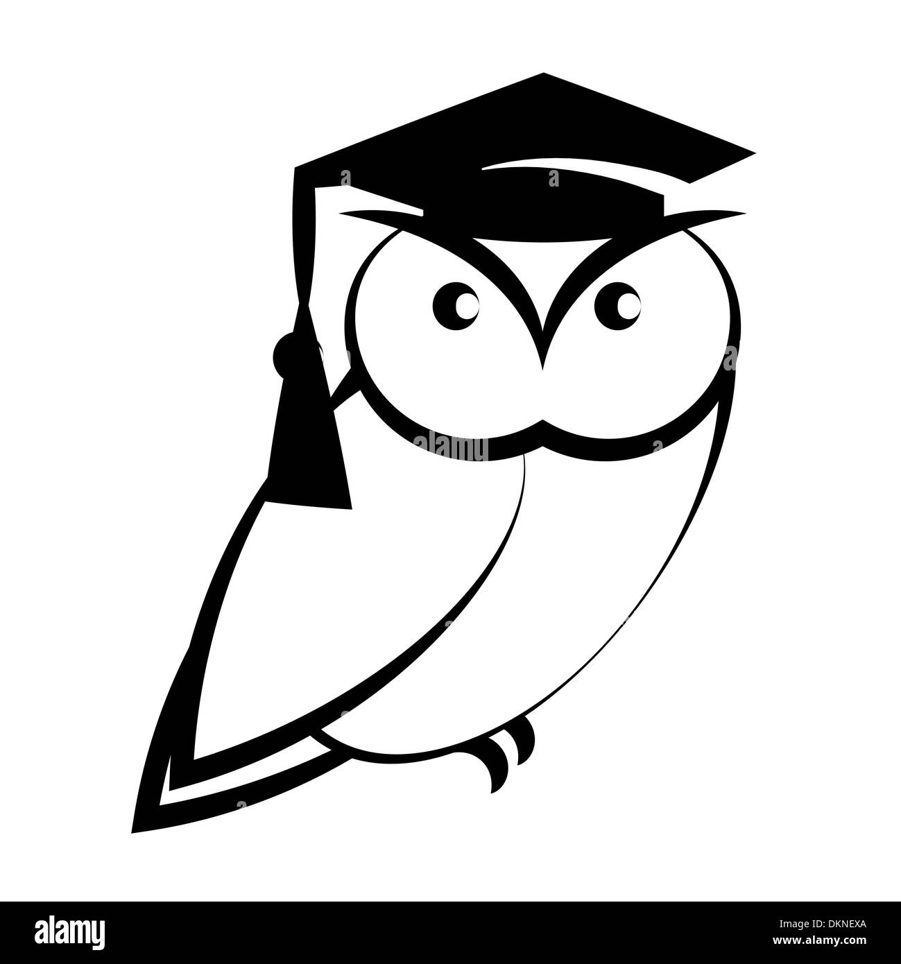 Owl with college hat - symbol of wisdom isolated on white background ...