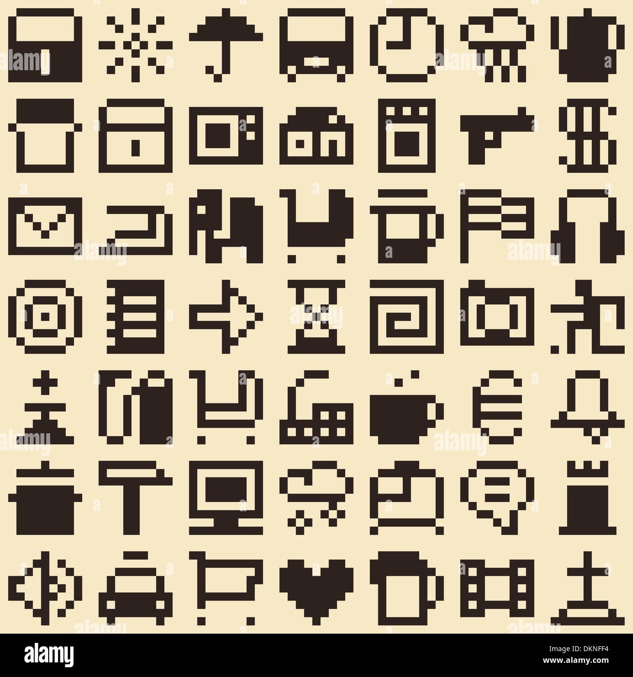 Set of pixel objects. Seamless background Stock Photo - Alamy