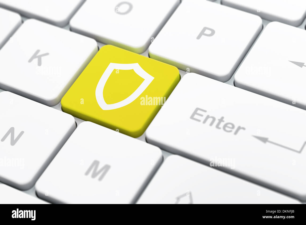 Protection concept: Contoured Shield on computer keyboard backgr Stock ...