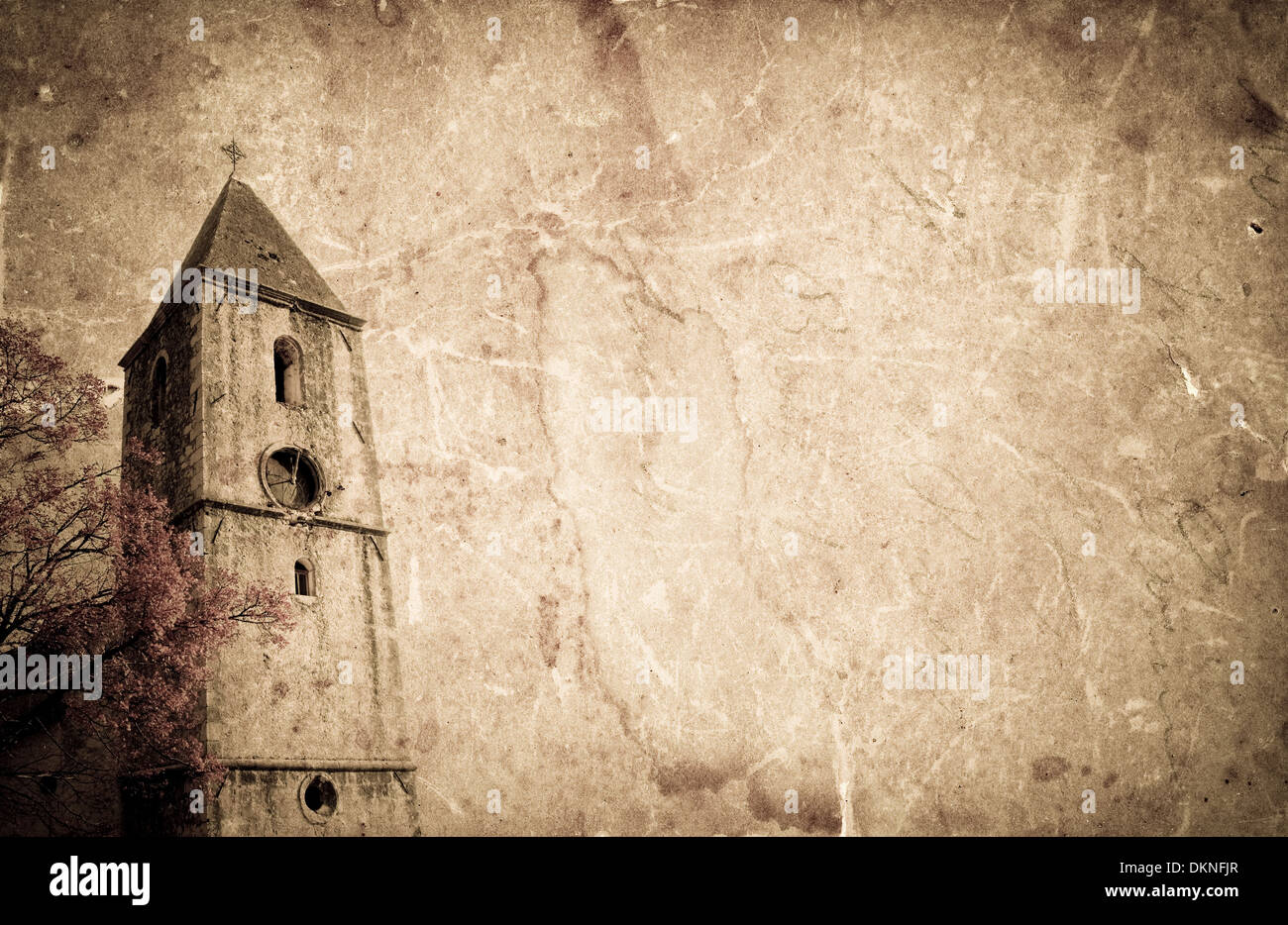 Old church on grunge paper background Stock Photo: 63782847 - Alamy