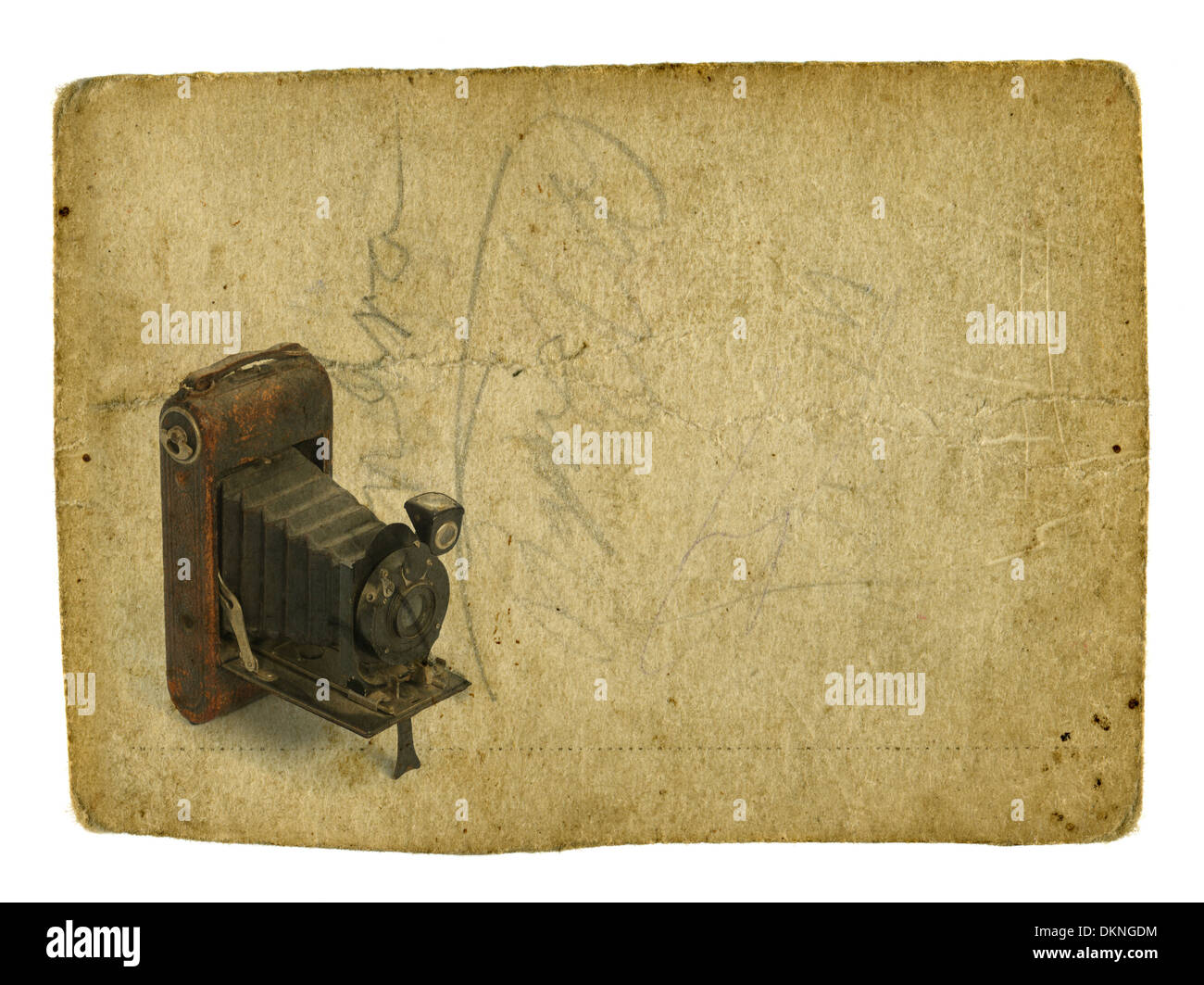 Old photographic camera on old paper background Stock Photo - Alamy