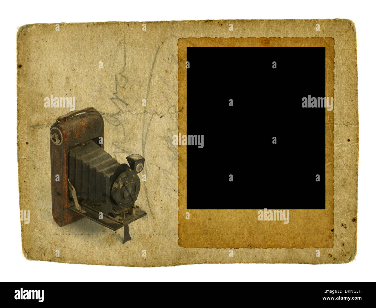 Vintage photo frame, with scalloped edge and vintage large format ...