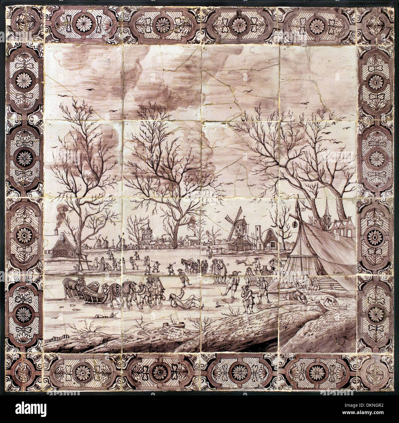 Winter Landscape Dutch tile tiles 18 Century Netherlands Holland Museum ...