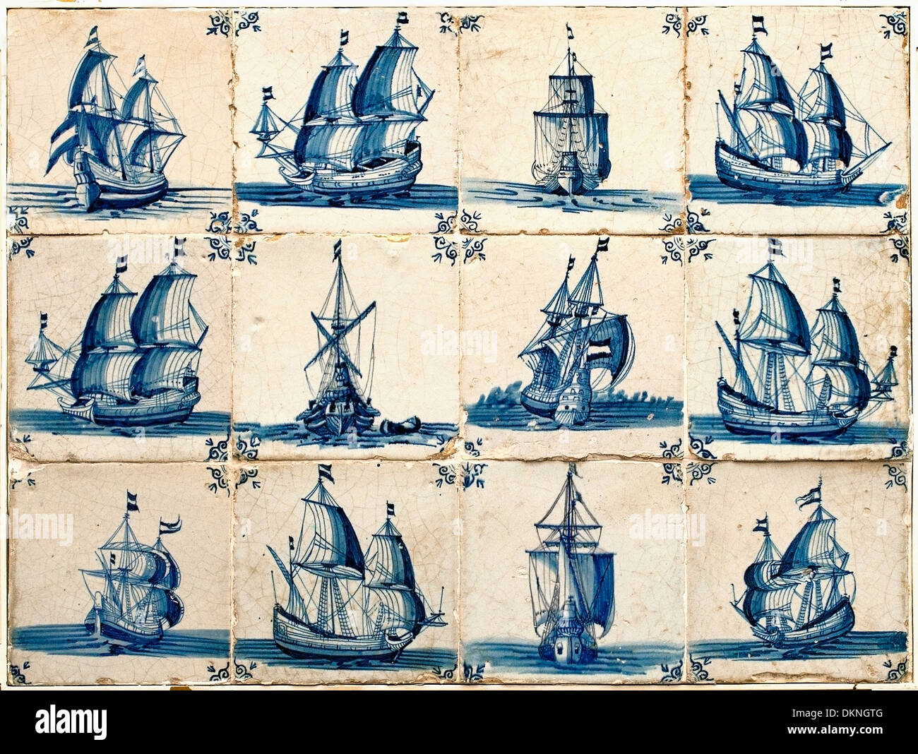 Sailing Ship Boat Dutch blue tile tiles 17 Century Netherlands Holland ...