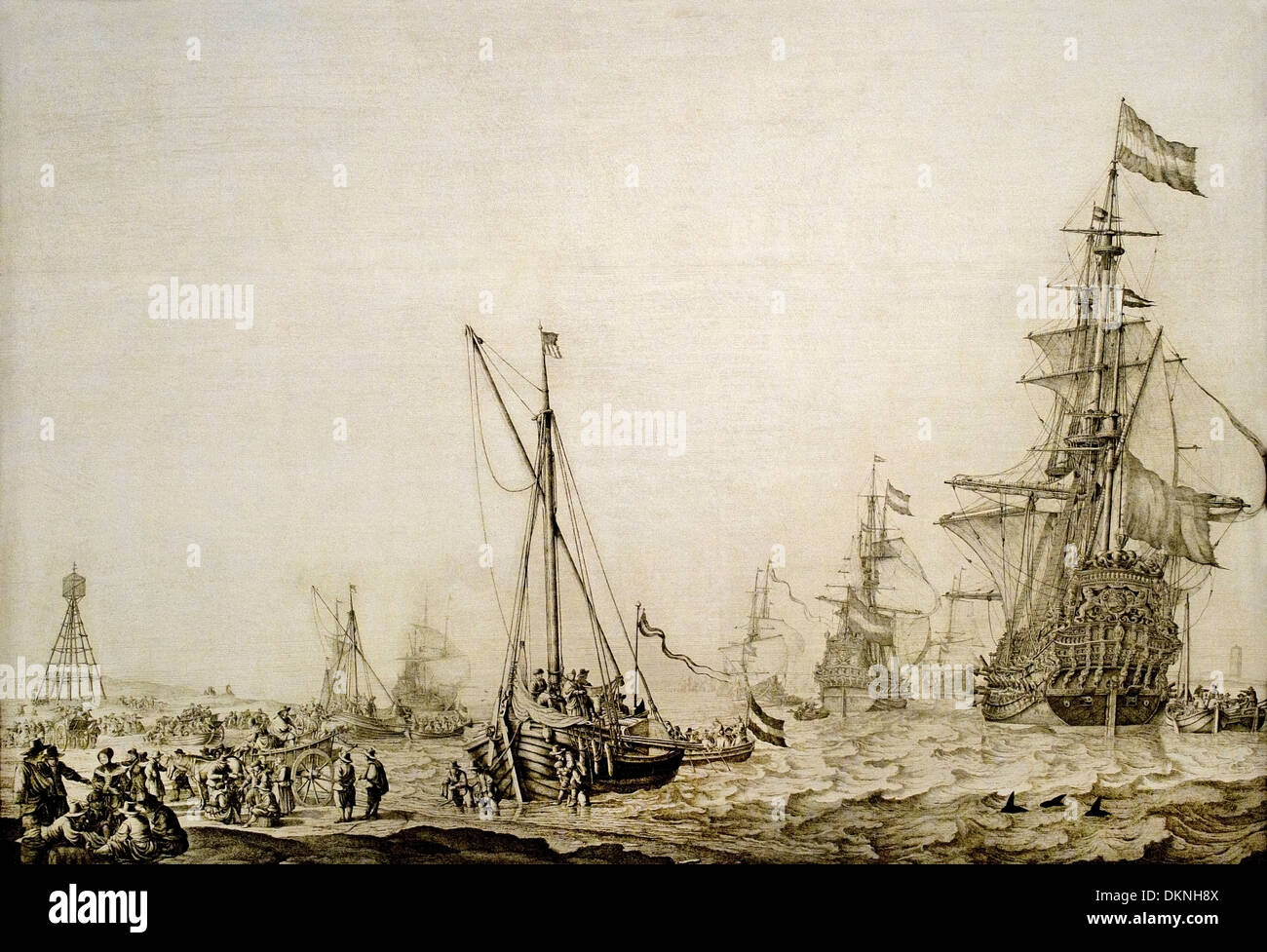 The Dutch fleet putting out to sea from the roadstead of Vlieland 1645 ...