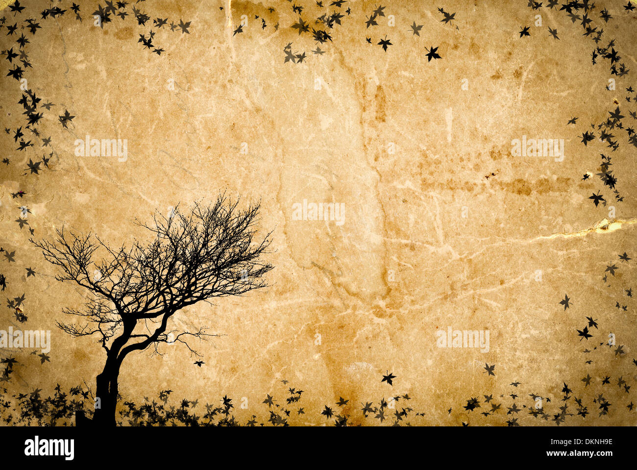 Tree illustration on vintage paper background Stock Photo - Alamy