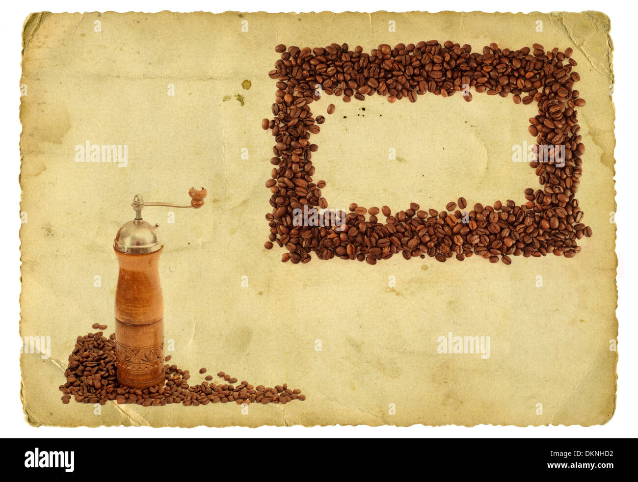 Vintage coffee background. Isolated on white Stock Photo - Alamy