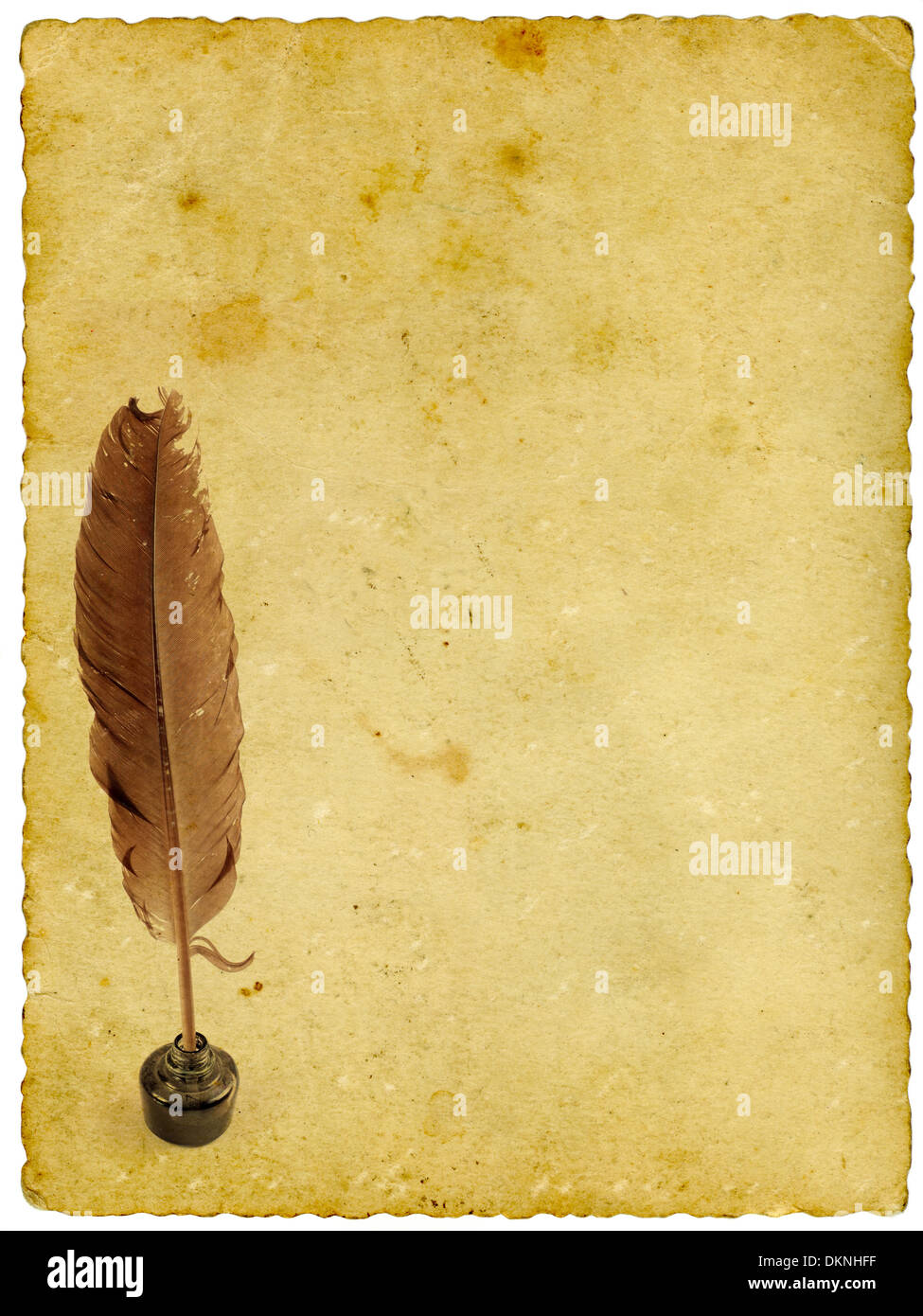 Quill and ink on old paper Stock Photo - Alamy