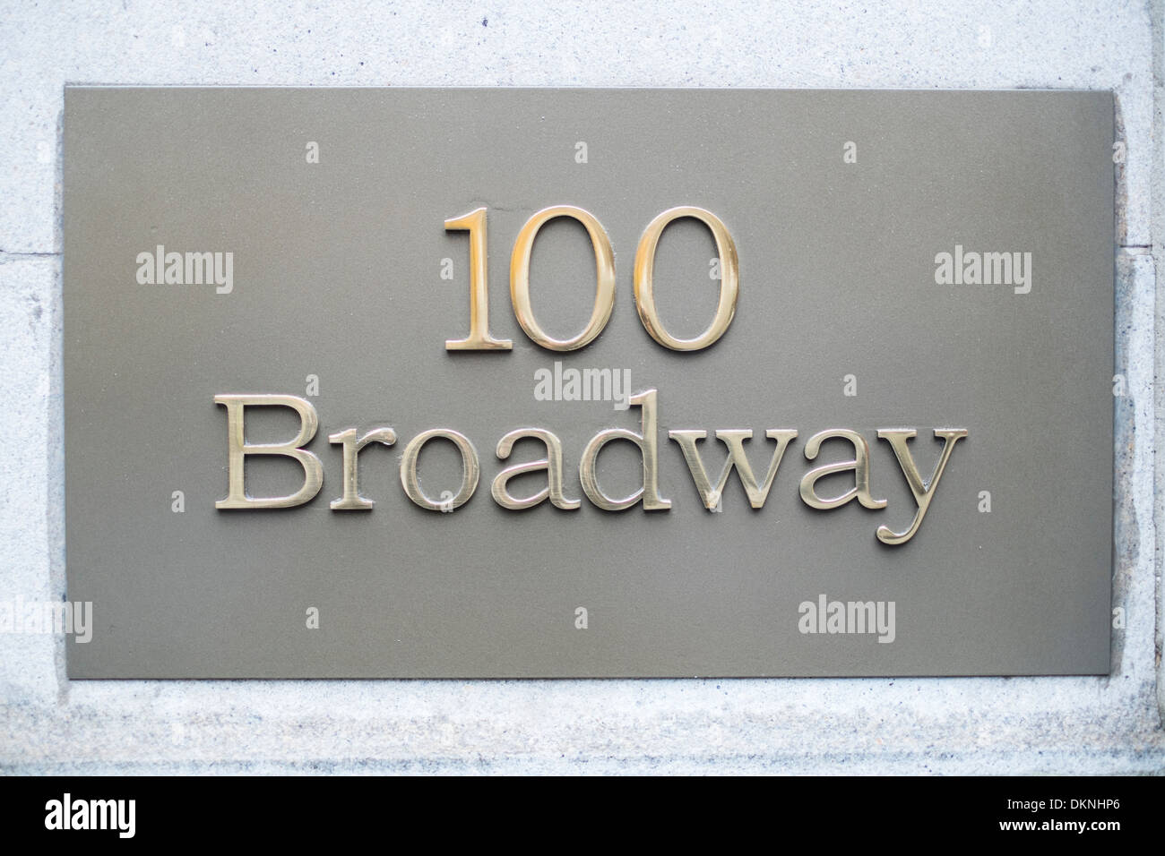 Street plaque with Broadway number 100 in bronze, in New York, US Stock ...
