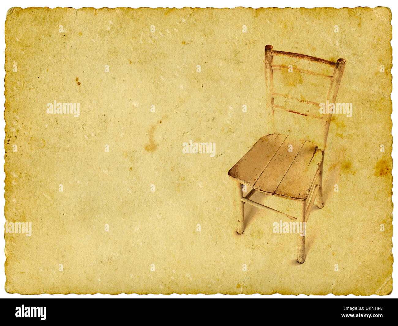 Old wooden chair on old paper background Stock Photo - Alamy