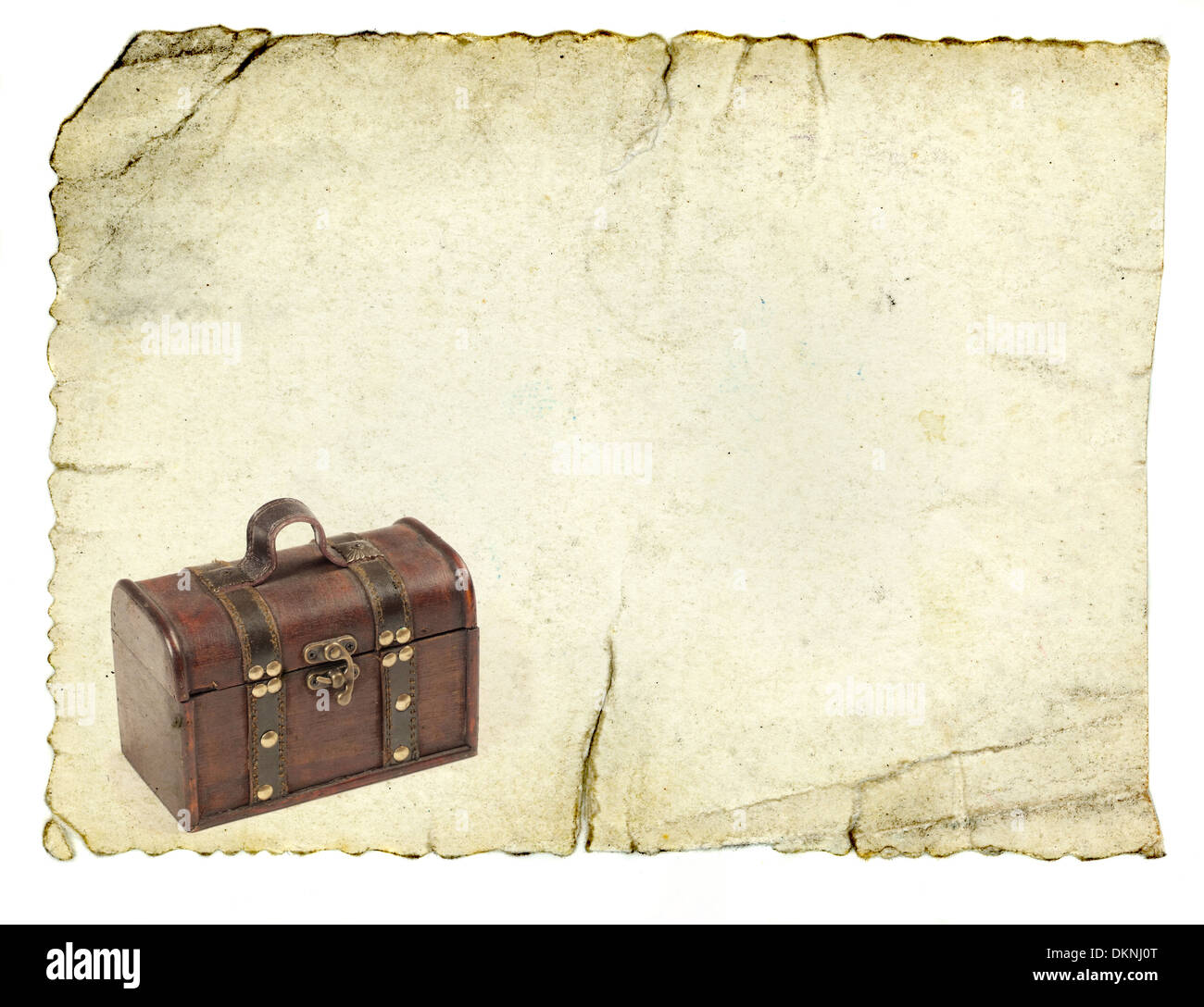 Treasure chest on vintage paper Stock Photo - Alamy