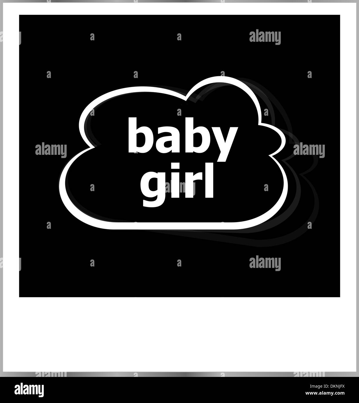 baby girl word social concept, photo frame isolated on white Stock ...