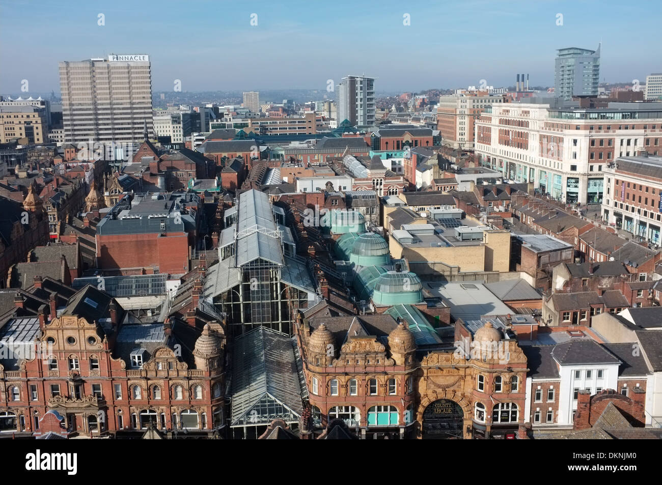 Panoramic view of Leeds City Centre, showing the Victorian Quarter ...
