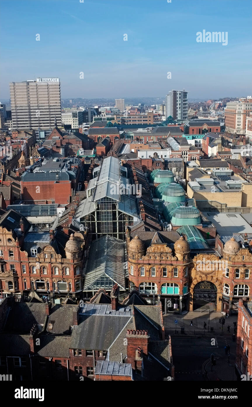Panoramic view of Leeds City Centre, showing the Victorian Quarter ...