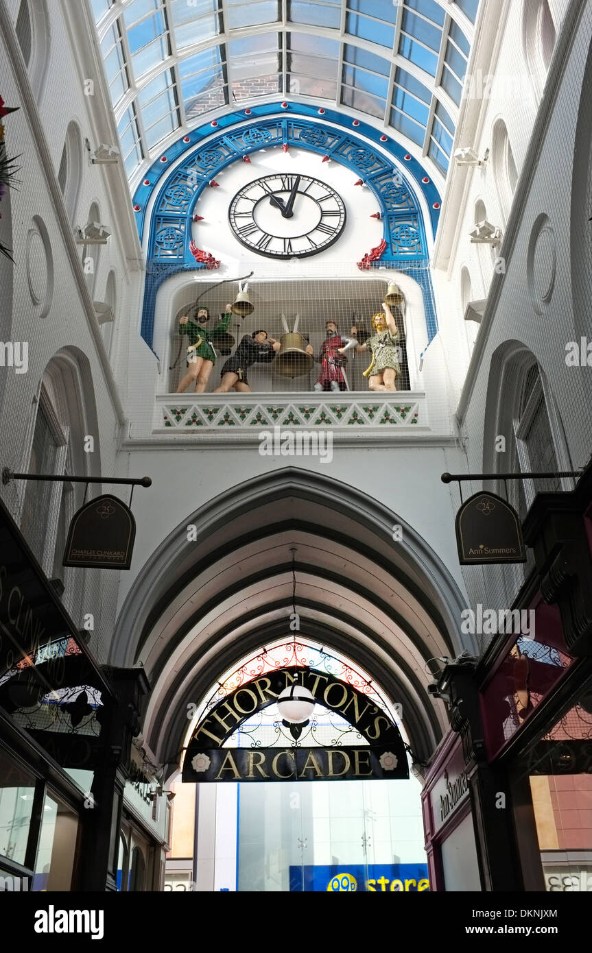Clock & Chiming bells in Thorntons Arcade, Leeds Stock Photo - Alamy