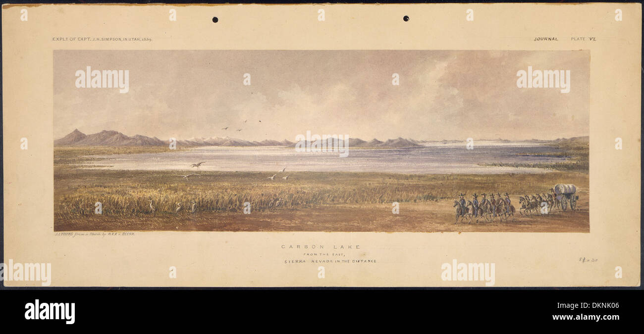 A view of Carson Lake from the east, with the Sierra Nevada mountain ...