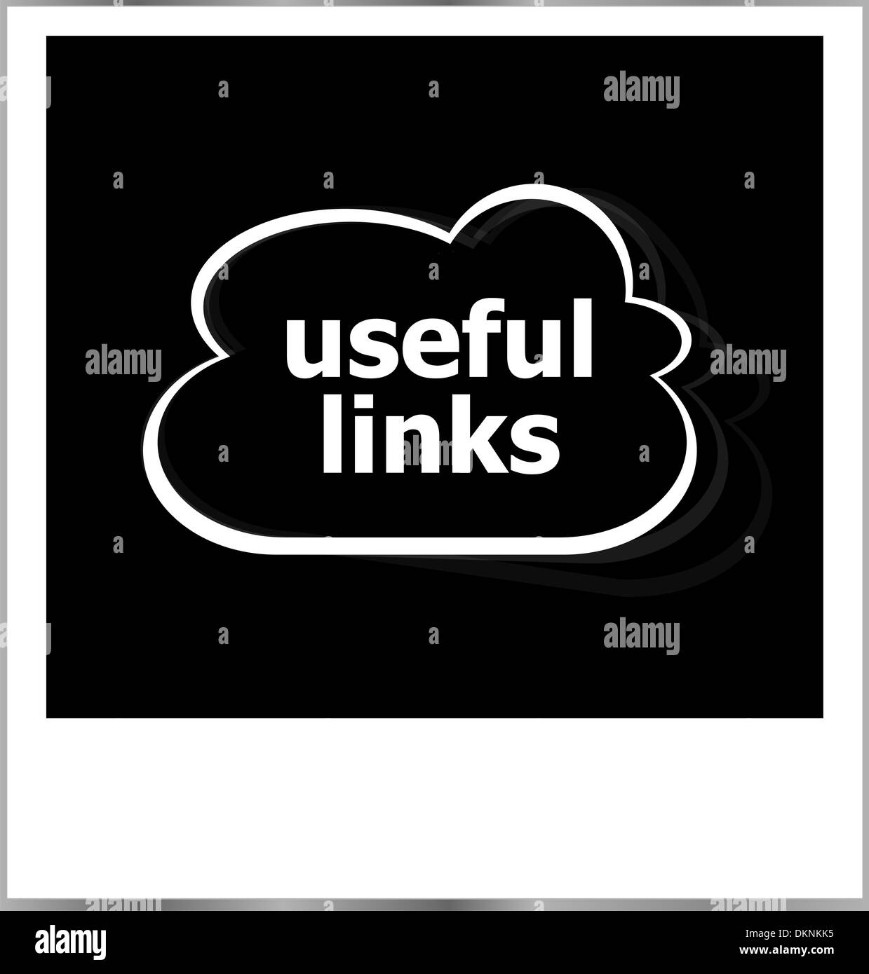 instant photo frame with cloud and useful links word, internet concept ...